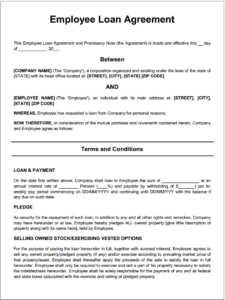 Free Printable Employee Loan Agreement - Printable Agreements